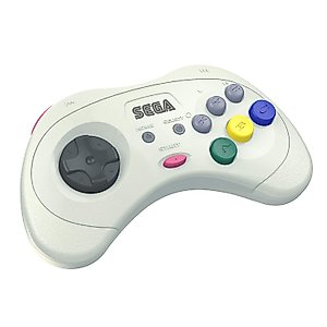 Retro-Bit Official Sega Saturn 2.4 GHz Wireless Controller for Sega Saturn, Sega Genesis Mini, Switch, PS3, PC, Mac - Includes 2 Receivers & Storage Case (White)