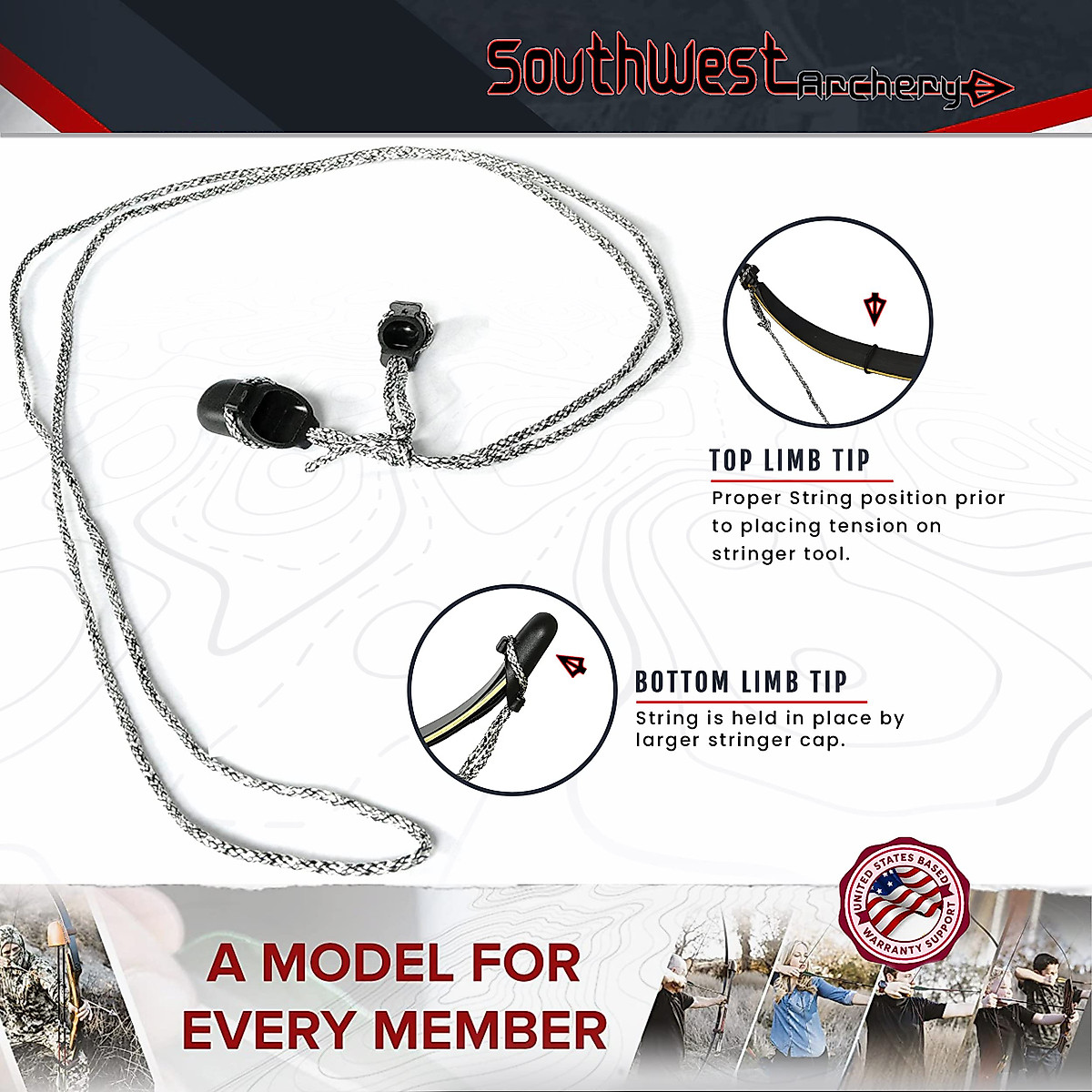 Southwest Archery Universal Recurve & Long Bow Stringer Tool – Instructional Video Link Included – Designed for All Bows Like The Samick Sage