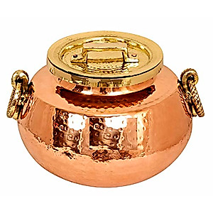 Steel Copper Hammered Design Chafing Dish with Brass Lid