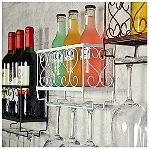 Stylish Simplicity Industrial Metal Wall-Mounted Wine Glass Holder Black Vintage Stylish Simplicity Champagne Glass Wine Glass Goblet Holder 80X20Cm Can Hold 16 Bottles of Wine Display Stand, PIBM