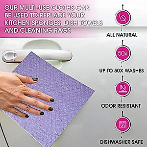 PINK RHINO LABS Swedish Dishcloths for Kitchen 10 Pack – Reusable Swedish Dish Towels: Replace Cellulose Sponges for Kitchen Cleaning, Dish Towels for Drying Dishes, Paper Towel Alternative & More