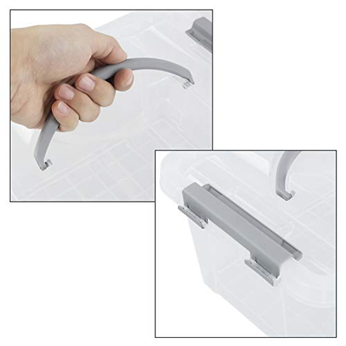 Qskely 6-Pack 6 L Plastic Storage Containers Latch Storage Box with Lids