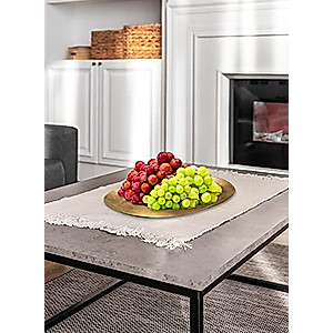 Serene Spaces Living Antique Oval Raw Brass Tray, Hammered Decorative Metal Tray Use as Holder for Accessories, Candles, Jewelry, Centerpiece for Kitchen or Dining Table, 17" Long, 11.5" Wide, 1" Tall