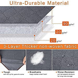 【𝟯𝗣𝗰𝘀】 Extra Large Clothes Blanket Storage Bags, 90L Thicker Fabric Closet Organizers and Storage Bins for Comforter, Clothing, Toys - Bedroom Dorm Storage Containers with Lids, Sturdy Handles -Grey