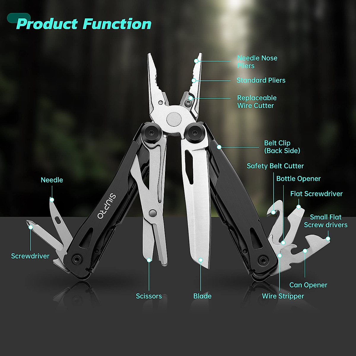SIUPRO Multitool Pocket Knife, Multi Tool Pliers with Clip for Men and Women, Valentines Day Gifts for Him Boyfriend， Multipurpose Utility Tactical Scissors for Camping, Survival