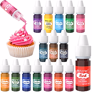 Food Coloring Liquid - ERCorArt 16 Colors Food Coloring, Food Grade Vibrant Food Dye, Tasteless Food Color Set for Cake Decorating, Easter Egg, Cooking, Fondant - 0.25 Fl Oz
