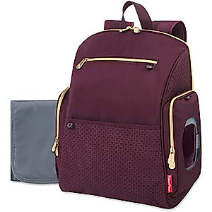 Fisher-Price Fastfinder Gemma Diaper Bag Backpack with Portable Changing Pad, Stroller Straps (Burgundy)
