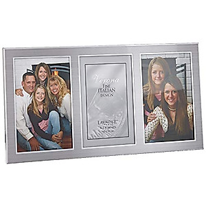 Lawrence Frames 2-Tone Triple Opening Panel Picture Frame, 4 by 6-Inch, Brushed Silver Metal and Shiny Metal