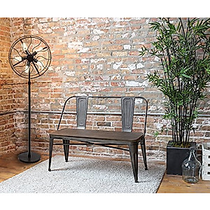 WOYBR Steel, Bamboo Oregon Dining Bench, 18.50" L x 41.50" W x 32.75" H, Antique/Espresso