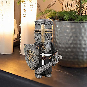 Garden Knight Dwarf Statue, Armor Knight Gnomes Cross Templar Guard Sculptures Art Figurines for Garden in/Outdoor Home Lawn Yard Patio Decor, Funny (C, 1PC)