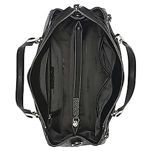 Calvin Klein Reyna Novelty Satchel, Black/Silver