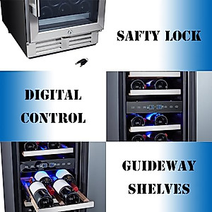 STAIGIS 29 Bottle Compressor Wine Cooler Refrigerator, 15 inch Wine Fridge Freestanding Dual Zone for Home, Kitchen and Bar, Digital Temperature Control