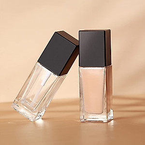 2 PCS 15ML (0.5 oz) Empty Refillable Cream Liquid Foundation Glass Container Pump Bottle Dispenser Storag Bottle for Travel