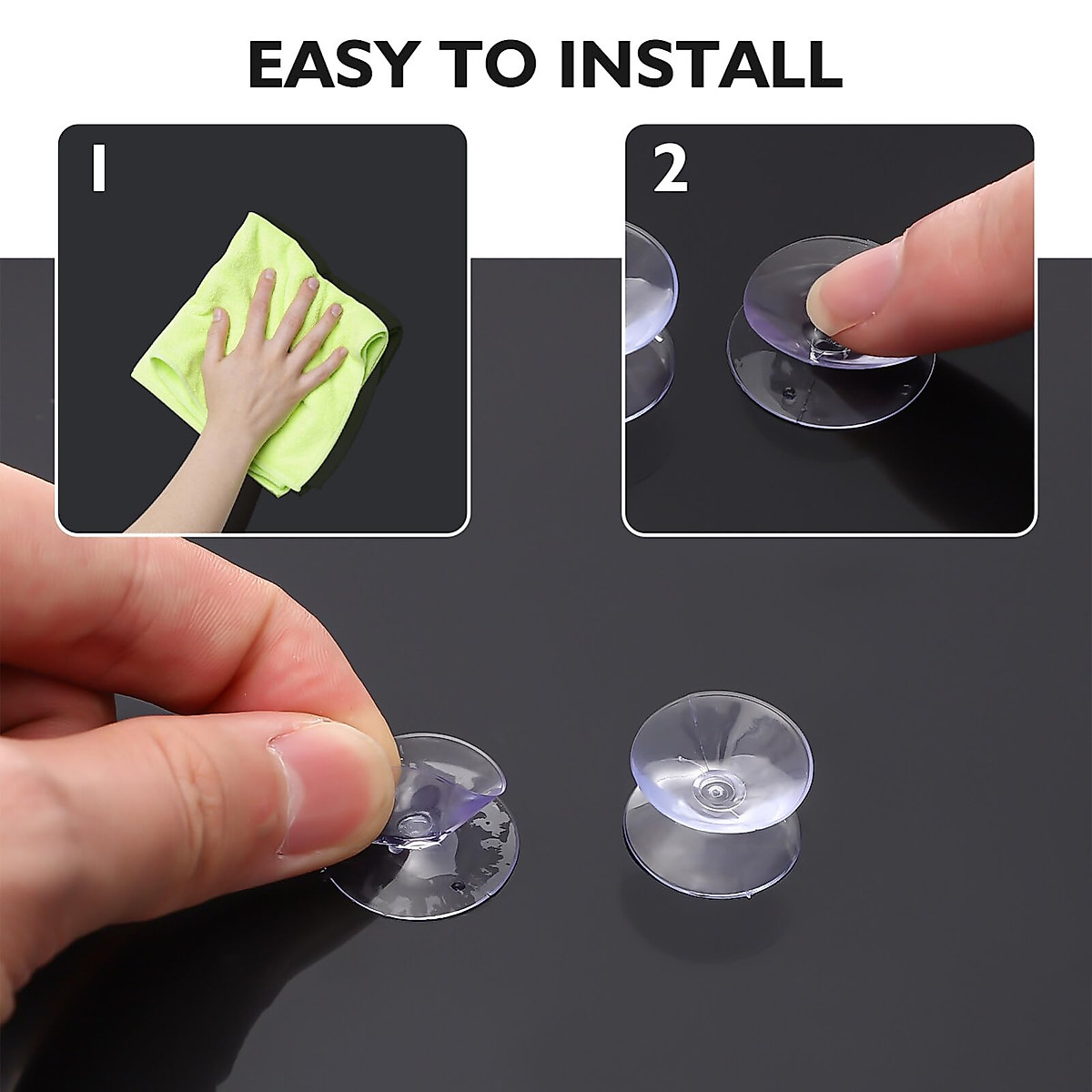 TEHAUX Double Sided Suction Cups, 10pcs Clear Silicone Bumpers Heavy Duty Desk Glass Suction Cups 30mm Double Sided Sucker Pads Bathroom Suction Cup Hooks Small Suction Cups