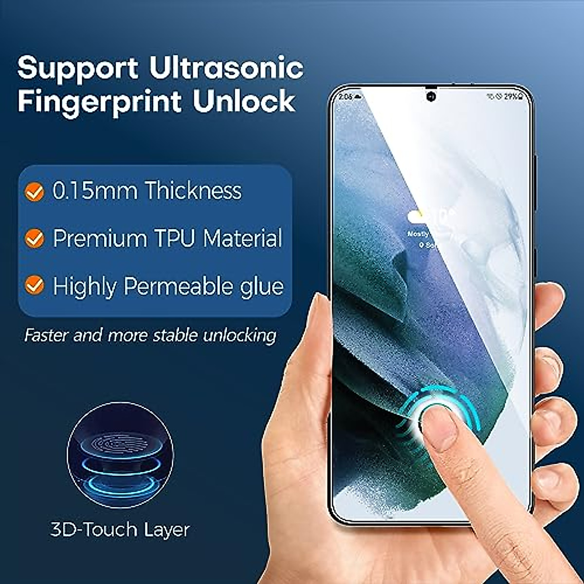 Rayboen Case for Galaxy S21+ Plus 5G with Screen Protector Soft(2Pcs), Crystal Clear Designed Shockproof Phone Case, Hard PC Back Soft TPU Frame Slim Transparent Cover for Samsung Galaxy S21+ Plus