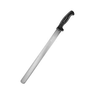 Bleteleh Extra-Long 15-inch Blade Slicing Roasting Knife, Straight Blade, Black Handle