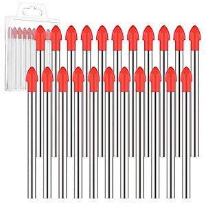 20 Pieces 6 mm tile drill bits Cemented Carbide Masonry Drill Bits for Glass Multi-material Concrete Drill Bit Cement Drill Bit Tile Bits Ceramic Carbide Drill Bit for Glass Plastic Brick Wall, Orange