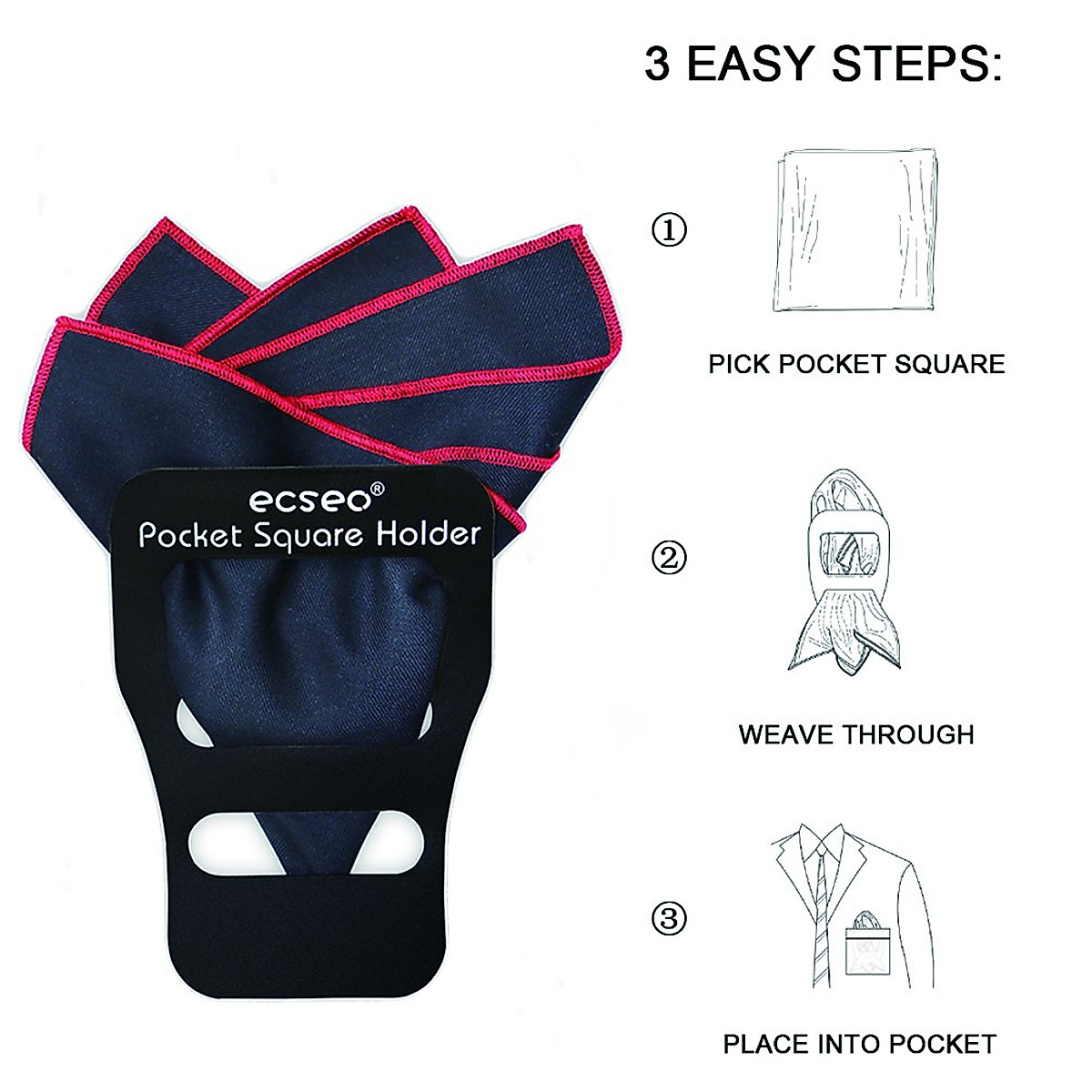 Pocket Square Guard for Men Suits, Ecseo Mens Pocket Square Holder/Folder - 1 Pack