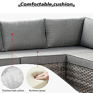 HOOOWOOO Outdoor Patio Sectional Furniture Sofa Set with Fire Pit Table,10 Piece Modern Wicker Couch with Swivel Chairs,Modular Conversation Seating Set with Widened Armrest for Garden(Dark Grey)