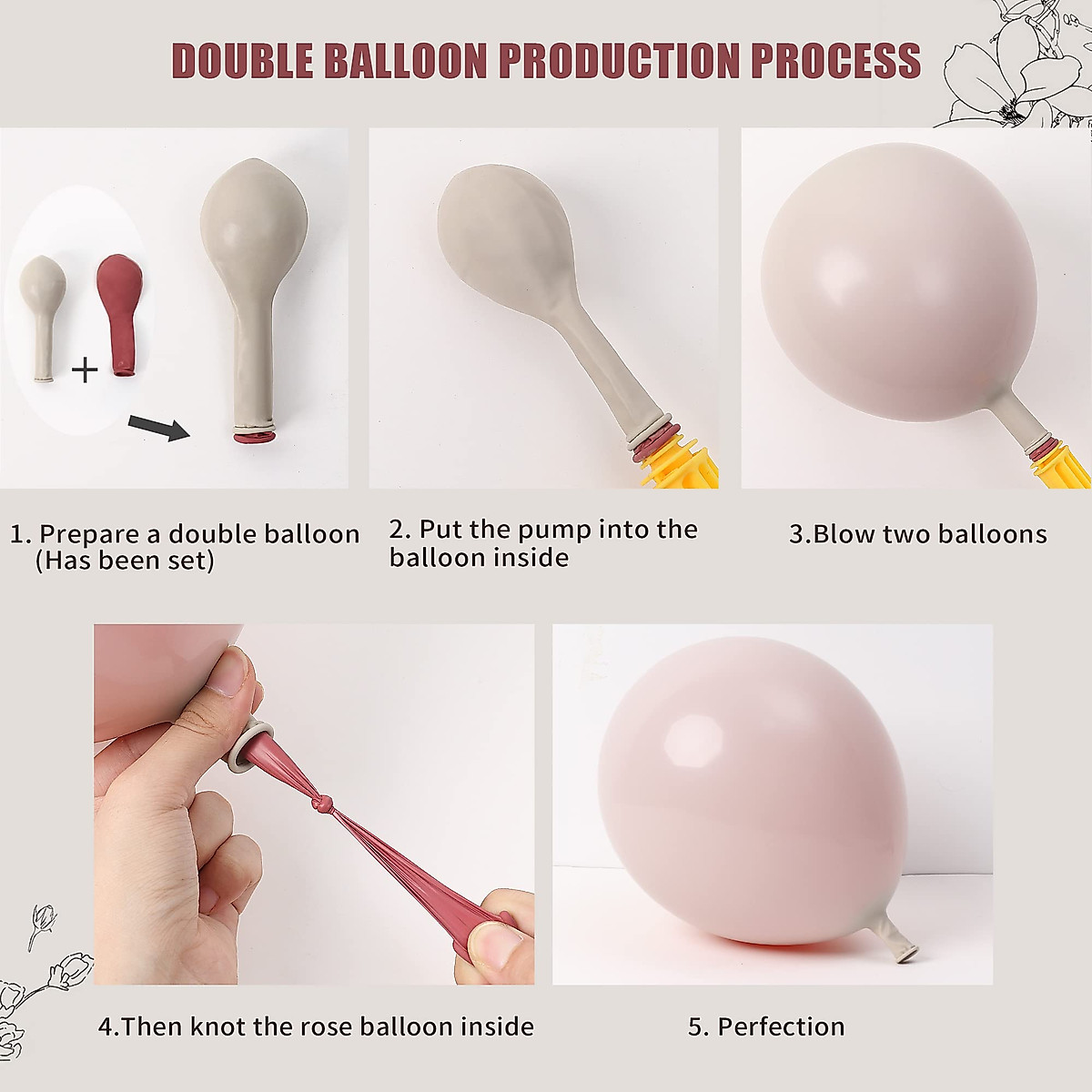 Boho Balloons Garland Arch Kit - 128PCS Double Stuffed 18/12/10/5 Inch Double Garland Kit Layer Matte White Cream Peach Pink Balloons Set for Wedding Birthday Baby Shower Party Decorations