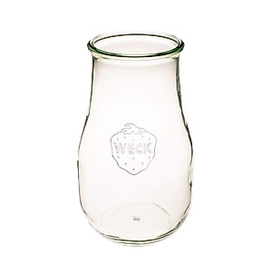 Weck Jars 91.3 Fl Oz Tulip Jars 2.5 Liter Starter Jars - Large Glass Jars for Sourdough Starter with Glass Lid Wide Mouth - (1 Jar with Wooden Lid)