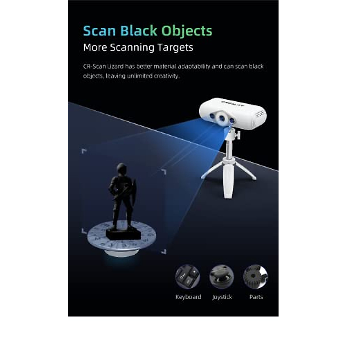 Creality 3D Scanner, Portable 3D Scanner, 3D Modeling 0.05mm Precision 10FPS Scanning Speed for 3D Printing Support Windows MAC OS System (CR-Scan Lizard Premium)