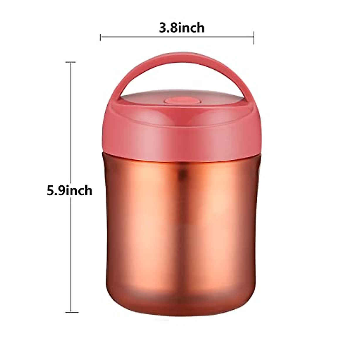 LGsilent Food Thermos 17 Ounce Stainless Steel Vacuum Insulation Lunch Container With Spoon， Insulated Food Jars for Adults and Children（red） 5.9x3.8in