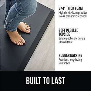 Gorilla Grip Antifatigue Mat and Antifatigue Comfort Rug Mat 2 Piece, Single Antifatigue Mat in 32x20 in Black, Antifatigue Mats in 17x48 and 17x24 in Black, 2 Item Bundle