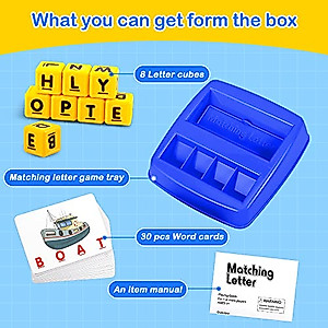 Fenikso Matching Letter Game, Alphabet Spelling & Reading Words, Objects & Color Recognition, Early Learning Educational Toy for Preschool & Kindergarten Kids Over 3-8 Years Old, Best Gifts