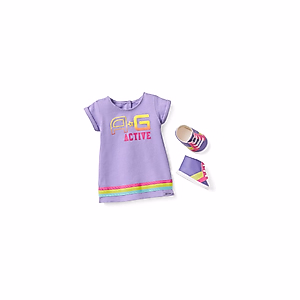 American Girl Truly Me 18-inch Doll Show Your Sporty Side Outfit with Printed T-shirt Dress and Sneakers, For Ages 6+