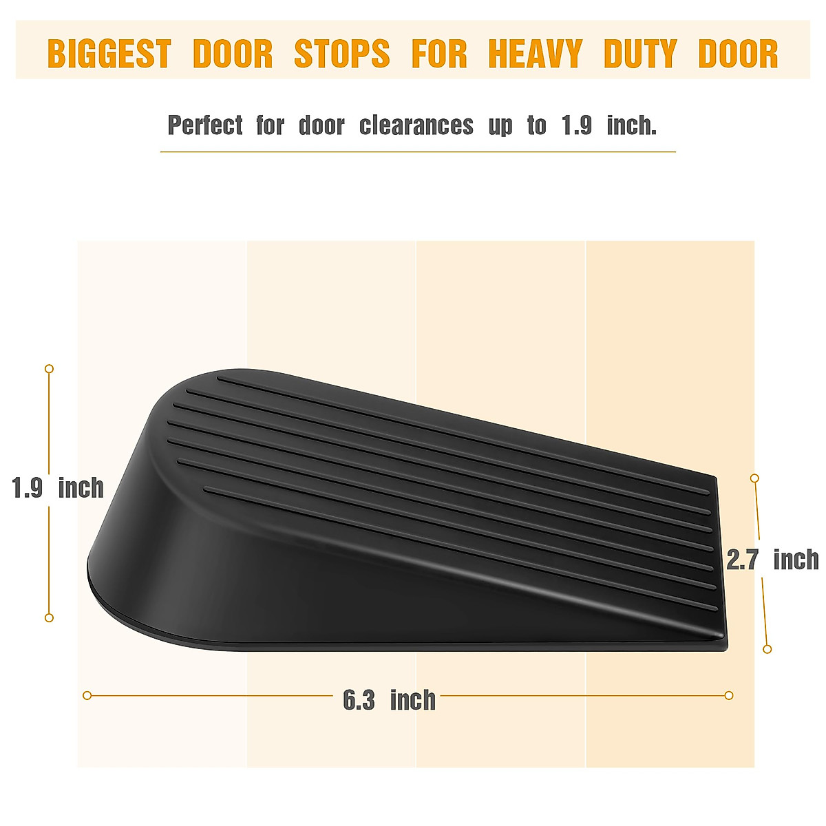 Crosize Black Extra Large Door Stopper, High 1.9 Inches Big Door Stop for Floor Rubber Doorstop Wedge, Door Gaps and Prevent The Lock-Outs, Floor Sturdy Door Stopper for Heavy Duty Door Bottom of Door