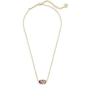 Kendra Scott Elisa Short Pendant Necklace for Women, Dainty Fashion Jewelry, 14k Gold-Plated, Amethyst