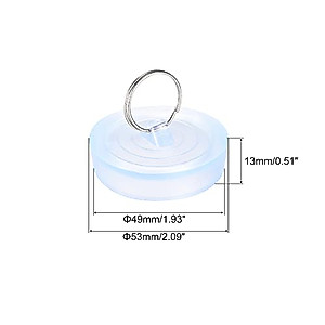 uxcell Rubber Sink Plug, Clear Drain Stopper Fit 2" to 2-1/16" Drain with Hanging Ring for Bathtub Kitchen and Bathroom