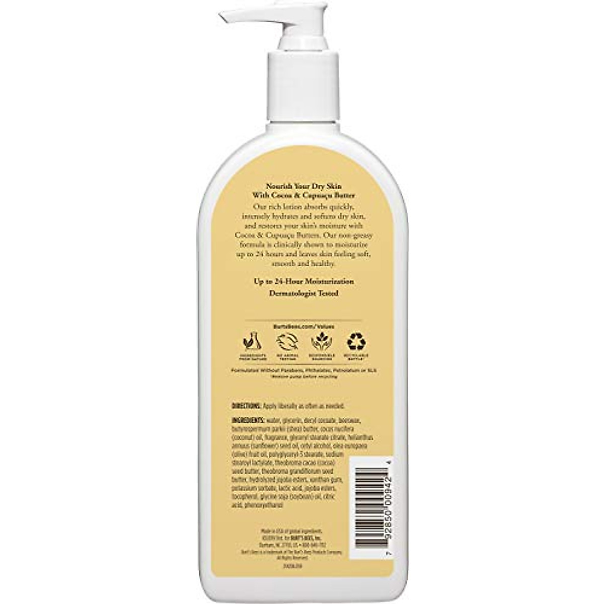 Burts Bees Butter Body Lotion for Dry Skin with Cocoa & Cupuau, 12 Oz (Package May Vary)