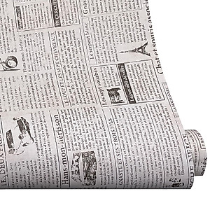 Yifely Old Fashion Newspaper Furniture Paper Adhesive Shelf Liner Locker Sticker 17.7 Inch by 9.8 Feet