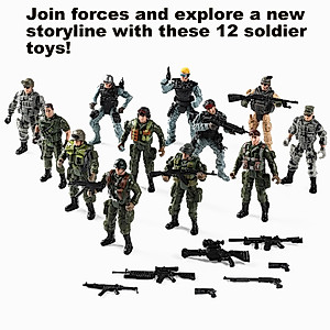 US Army Men and SWAT Team Toy Soldiers Action Figures with Military Weapons Accessories for Kids Boys Girls,12Pcs