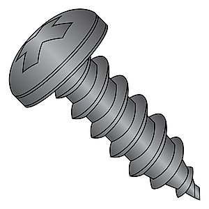 Small Parts 0816APP188B 18-8 Stainless Steel Sheet Metal Screw, Black Oxide Finish, Pan Head, Phillips Drive, Type A, #8-15 Thread Size, 1" Length (Pack of 25)