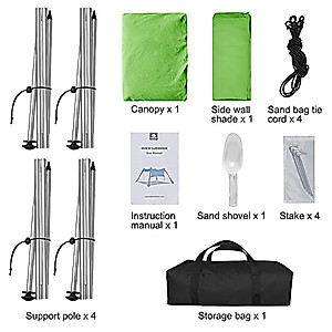 easierhike Beach Sunshade with Side Wall Shade Windproof Design,Sun Shelter UPF50+ Portable Family Canopy Tent Anchors 10x10 FT 4 Poles Pop Up Outdoor Shelter for Beach,Backyard and Picnics