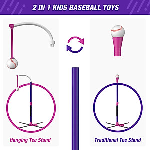 HYES Baseball Set - 3 Ways to Play, Adjustable Height, Easy to Assemble, Safe & Sturdy, Ideal Sport Gift for Kids
