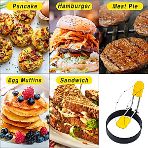 Circle Egg Ring Egg Round Set Stainless Steel Ring Non-rusting Non-stick Round Egg Pancake Sandwich English Muffin Maker Handy Kitchen Tool for Frying Egg Meat Pie (4)