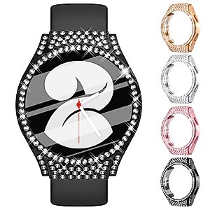 Wingle Bling Galaxy Watch 4 Case Compatible for Samsung Galaxy Watch 4 40mm Screen Protector, 4-Pack Soft TPU Full Protective Cover Crystal Diamonds Bumper Case (Black/Silver/Rose Gold/Pink)