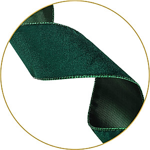 2.5Inch X 10 Yards Christmas Velvet Ribbon,2.5" Wide Wired Ribbon for Christmas Crafts Decoration, Wrapping Crafts (Green)