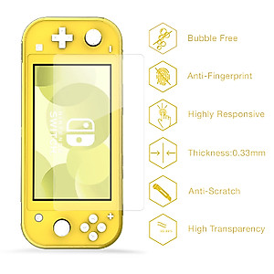 HEYSTOP Compatible with Switch Lite Carrying Case, Switch Lite Case with Soft TPU Protective Case Games Card 6 Thumb Grip Caps for Nintendo Switch Lite Accessories Kit(Yellow)