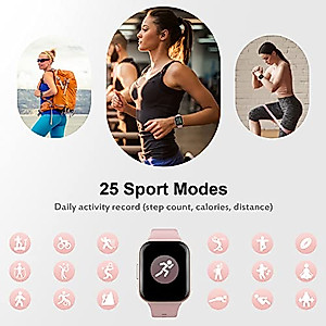 Smart Watch for Women, 1.69" HD Screen Activity Tracker Smartwatch, Fitness Tracker with Heart Rate/Sleep Monitor, 25 Sport Modes IP68 Waterproof, Pedometer, Fitness Watch for Android iOS Phones(Pink)
