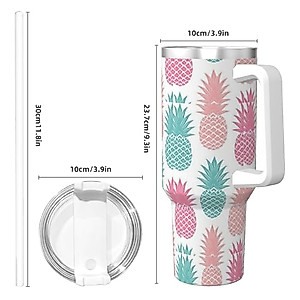 HULIBIN Colored pineapple Print Double Deck Stainless Steel Travel Coffee Cup With Lid 40 Oz Ice Bully Cup
