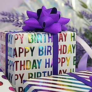 Blavermant Birthday Wrapping paper rolls, Gift Wrapping Paper Mini Roll - 17" X 10 ft Per roll, 3 Colorful Designs for Birthday