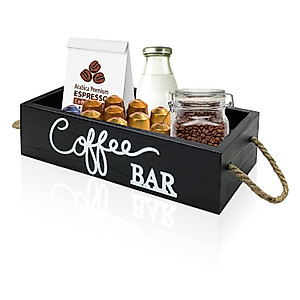 Wood Coffee Station Organizer Countertop Storage Box, Coffee Pod Holder K Cup Organizer Basket, Coffee Mug Holder Coffee Bar Organizer Box Coffee Bar Accessories for Rustic Coffee Bar Decor