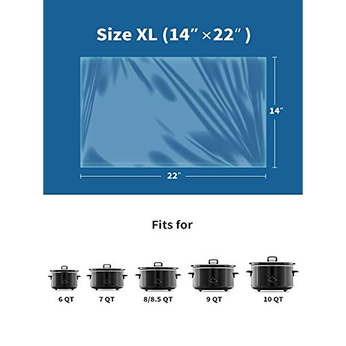 [NEW] KOOC Disposable Slow Cooker Liners and Cooking Bags, Extra Large Size Fits 6QT - 10QT Pot, 14"x 22", 1 Pack (10 Counts), Fresh Locking Seal Design, Suitable for Oval & Round Pot, BPA Free