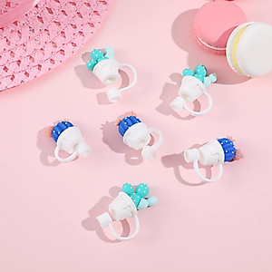 ABOOFAN 6pcs Silicone Straw Tips Cover Reusable Drinking Straw Tips Lids Cute Cactus Shape Straw Plugs for Straws