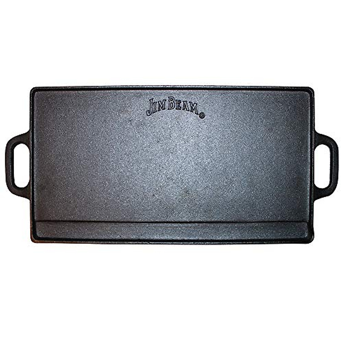 Jim Beam Skillet Pre Seasoned Heavy Duty Construction Double Sided Cast Iron Griddle Pan with Superior Heat Retention, 20"x1"x9", Large, Black,BBQ168